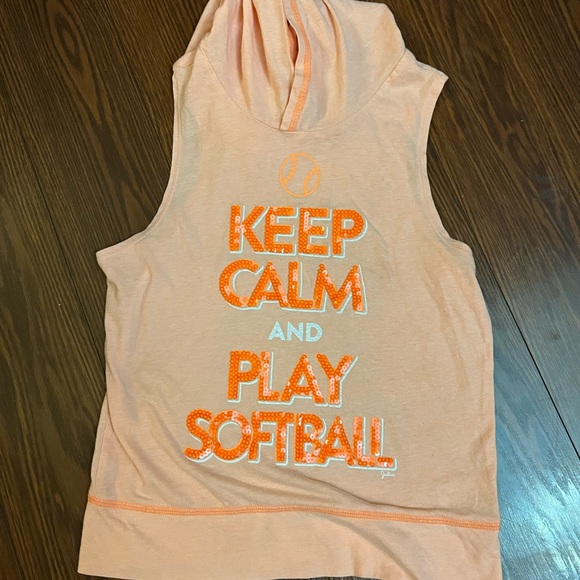 Justice | Shirts & Tops | Justice Girls Hoodie Softball Vest Orange ...